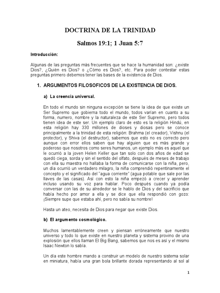 Doctrina de La Trinidad | PDF | Trinidad | Dios