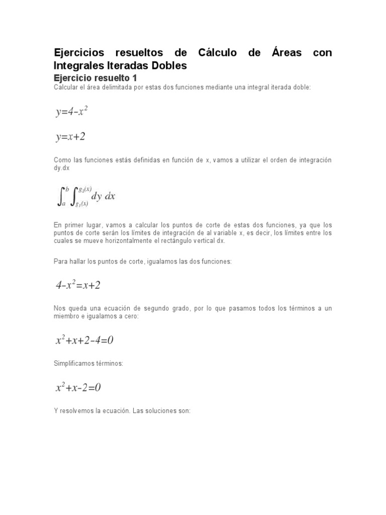Cálculo de Áreas Con Integrales Iteradas Dobles | PDF | Integral ...