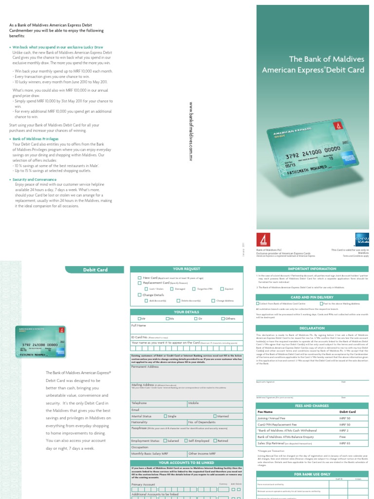 Debit Card App Form Green | PDF | American Express | Debit Card