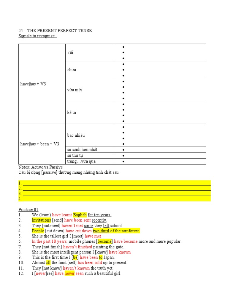04 - Present Perfect Tenses | PDF | Languages | Language Arts & Discipline