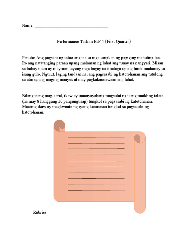 Performance Task ESP | PDF