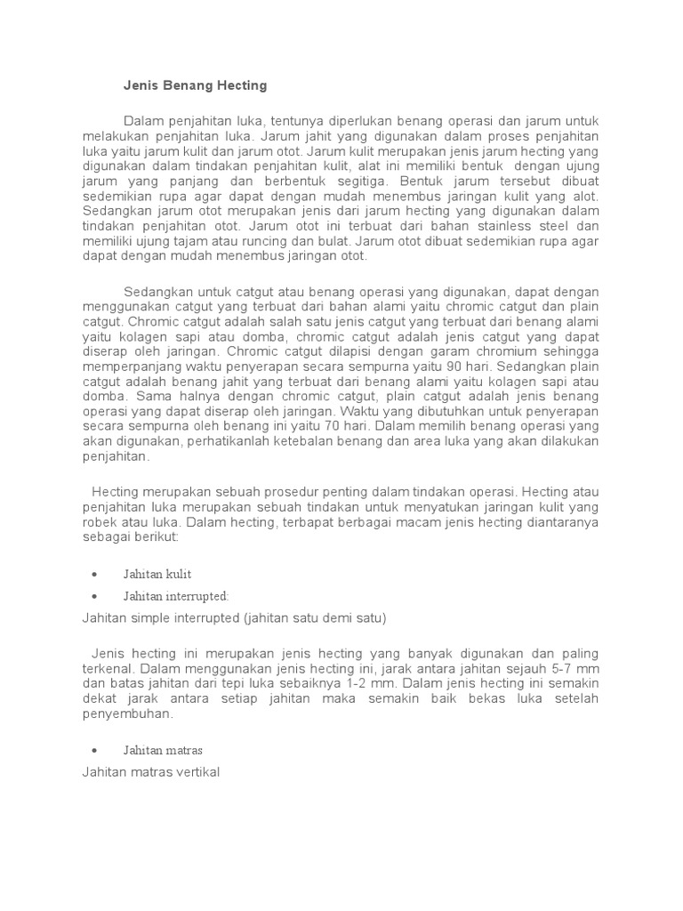 Jenis Benang Hecting | PDF