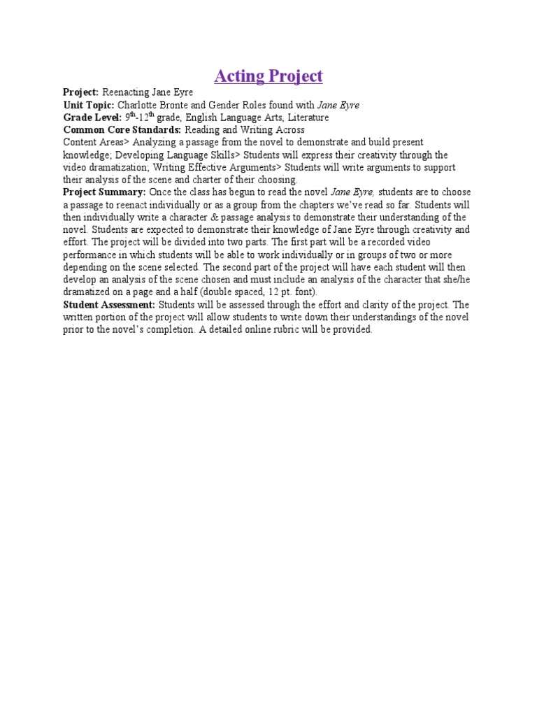 Acting Project | PDF