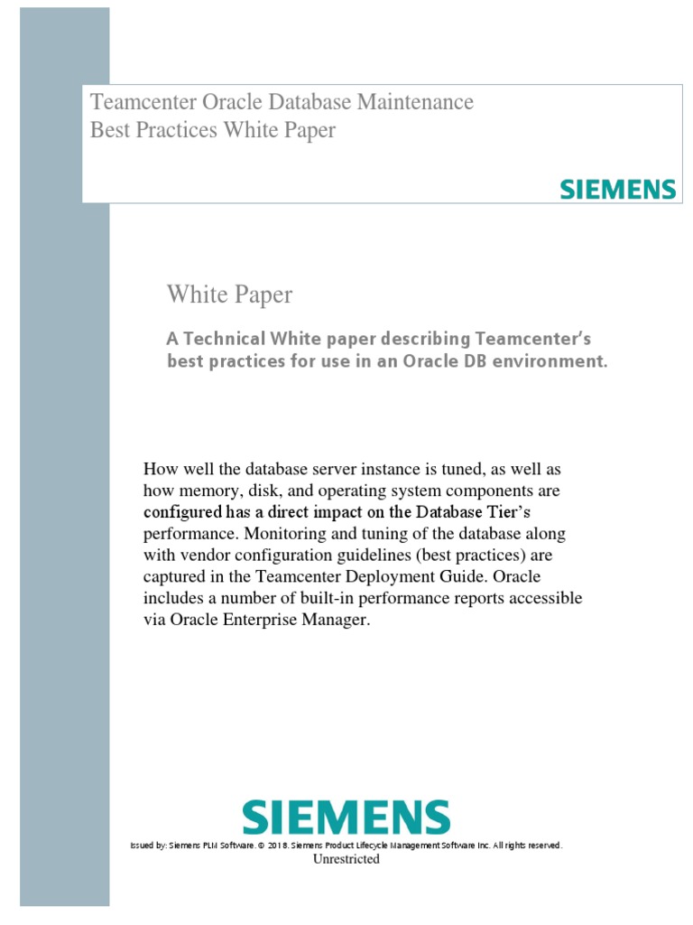 Teamcenter Oracle Database Maintenance 2.0 | PDF | Database Index | Databases