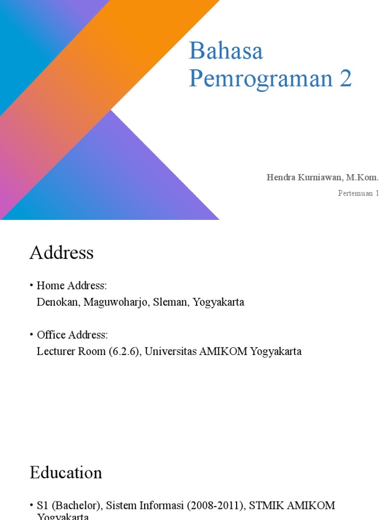 Bahasa Pemrograman 2: Hendra Kurniawan, M.Kom | Download Free PDF | Boolean Data Type | Computer ...