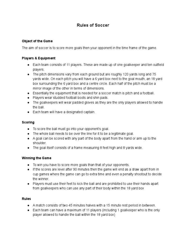 Rules of Soccer | PDF | Association Football | Referee