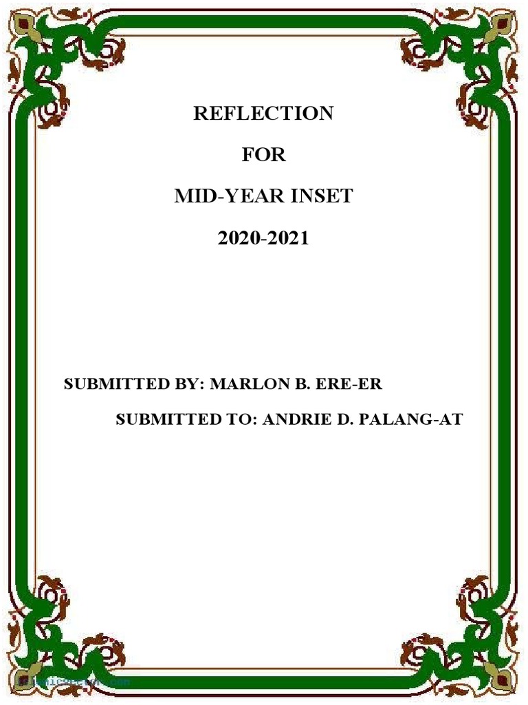 REFLECTION For Mid Inset | PDF | Classroom Management | Teachers
