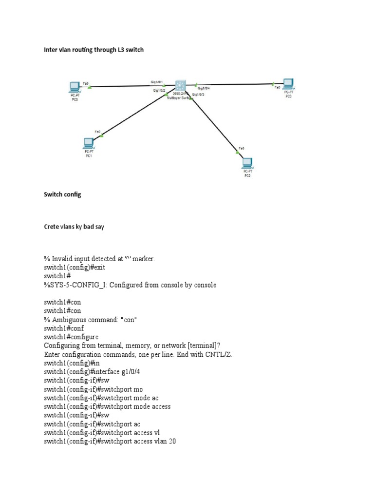 Inter Vlan Routing Through L3 Switch | PDF | Internet Protocols ...