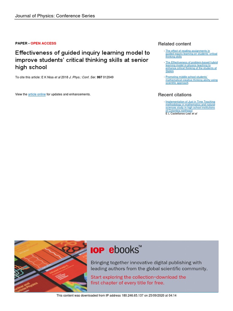 Effectiveness of Guided Inquiry Learning Model To Improve Students ...