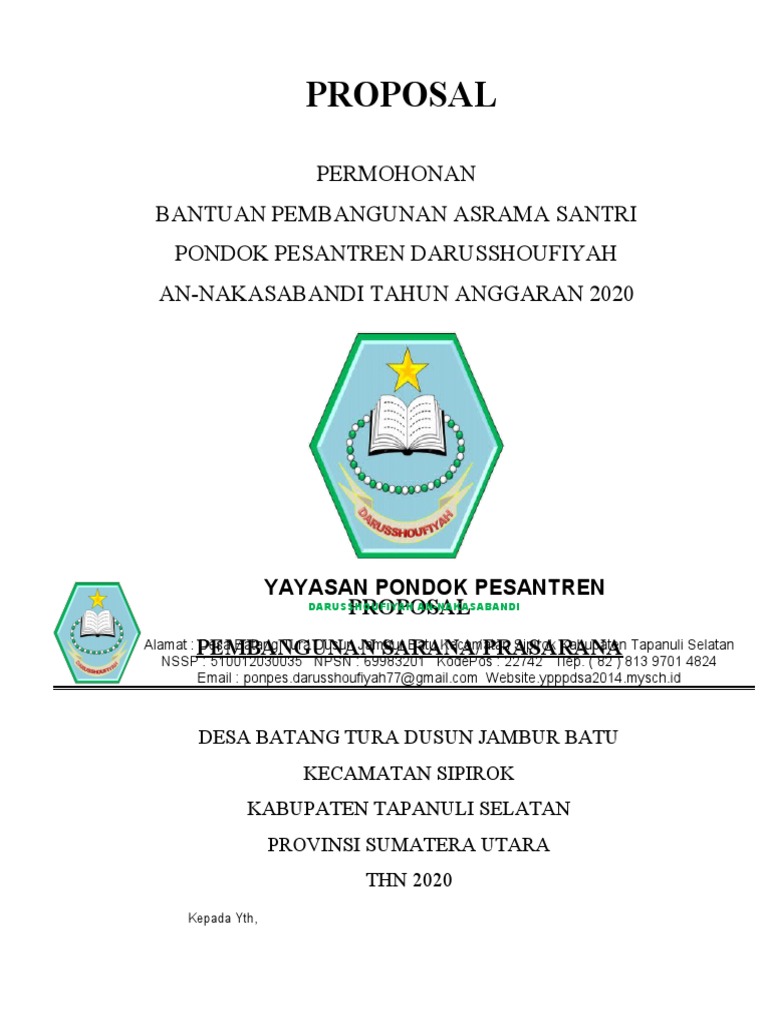 Proposal Bantuan Pembangunan Asrama Santrip Onpes Darusshoufiyah | PDF