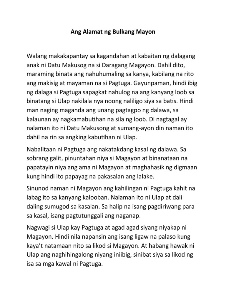 Ang Alamat NG Bulkang Mayon | PDF