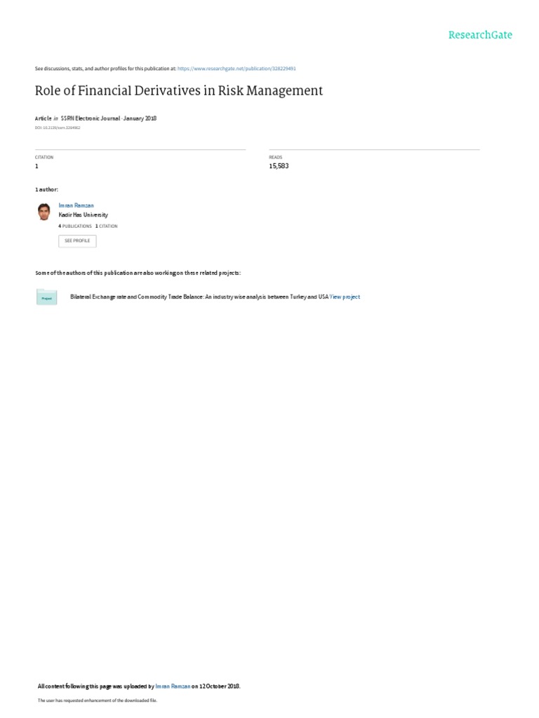 Role of Financial Derivatives in Financial Risk Management | PDF ...