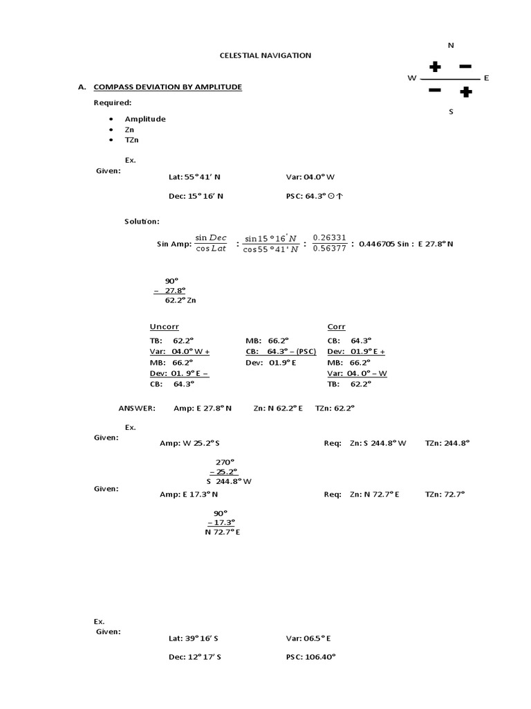 Compass Error Calculation in Navigation | PDF | Compass | Scientific ...