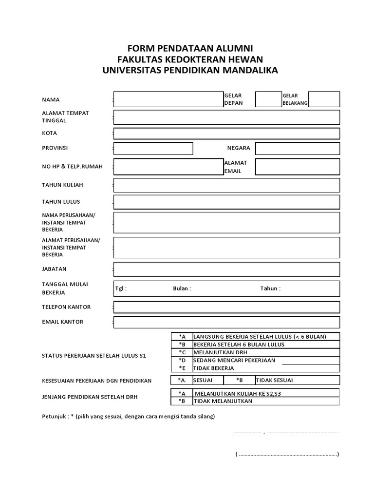 Form Pendataan Alumni | PDF