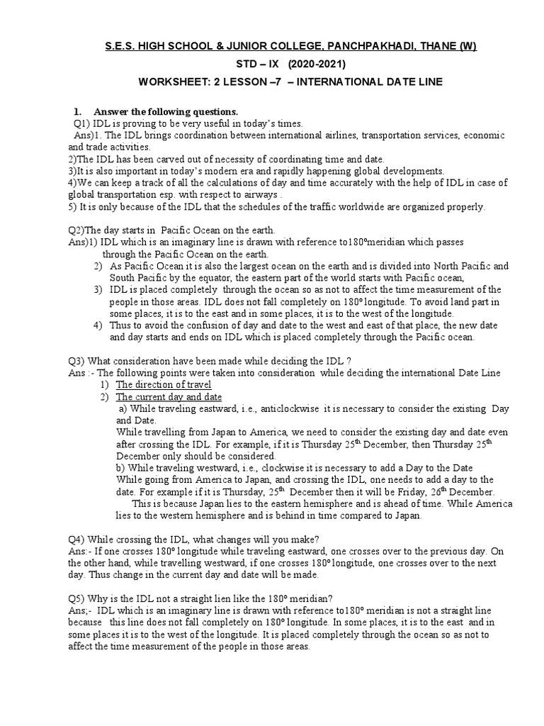 Worksheet - 2 International Date Line | PDF | Longitude | Geography