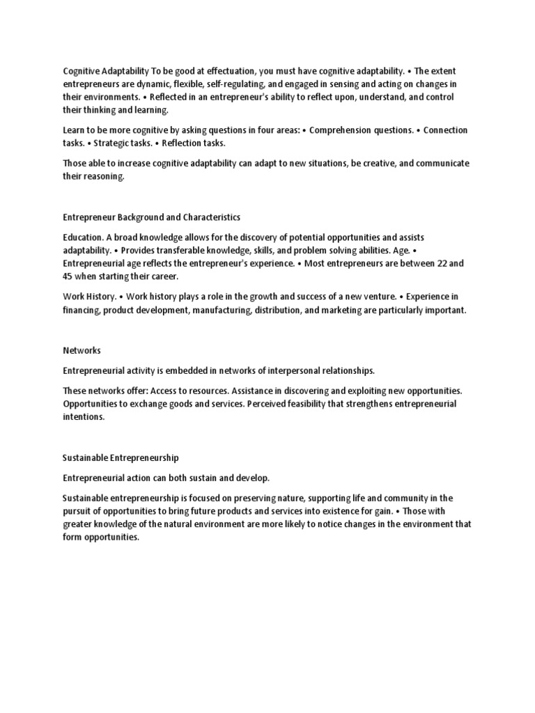 Cognitive Adaptability To Be Good at Effectuation | PDF