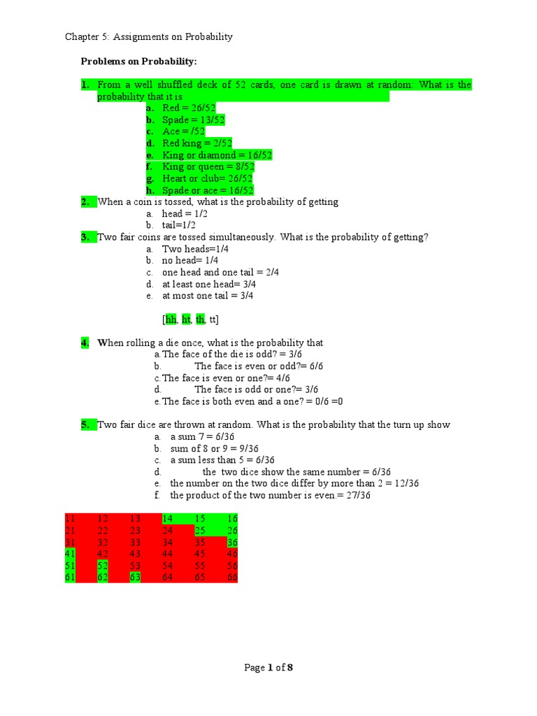 Unit 4 Probability Assignments | Download Free PDF | Odds | Probability