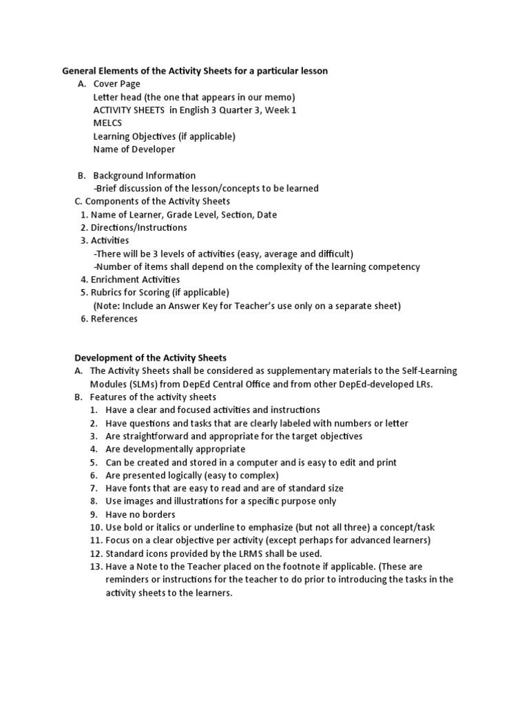 English 3 Activity Sheets Guide | PDF | Printing | Typography