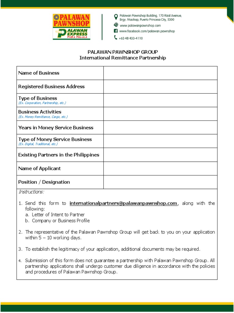 Palawan Express Application | PDF