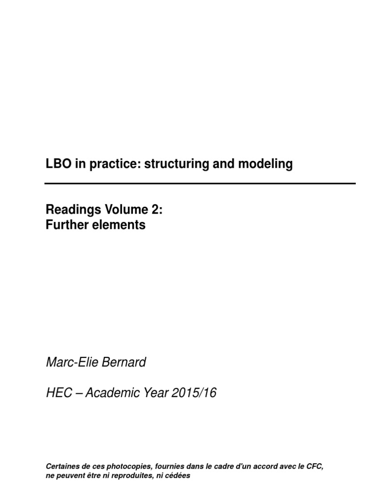 LBO Structuring and Modeling in Practice - Readings Volume 2 | PDF ...