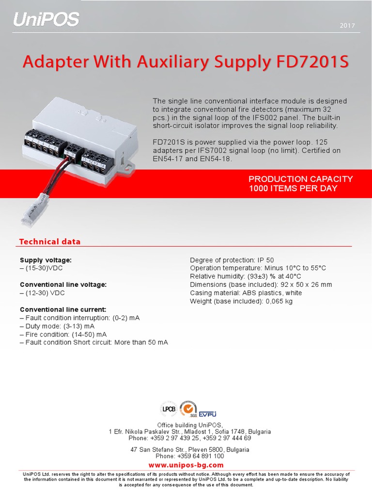 FD7201S Fire Detector Module Specs | PDF | Electricity | Electrical ...