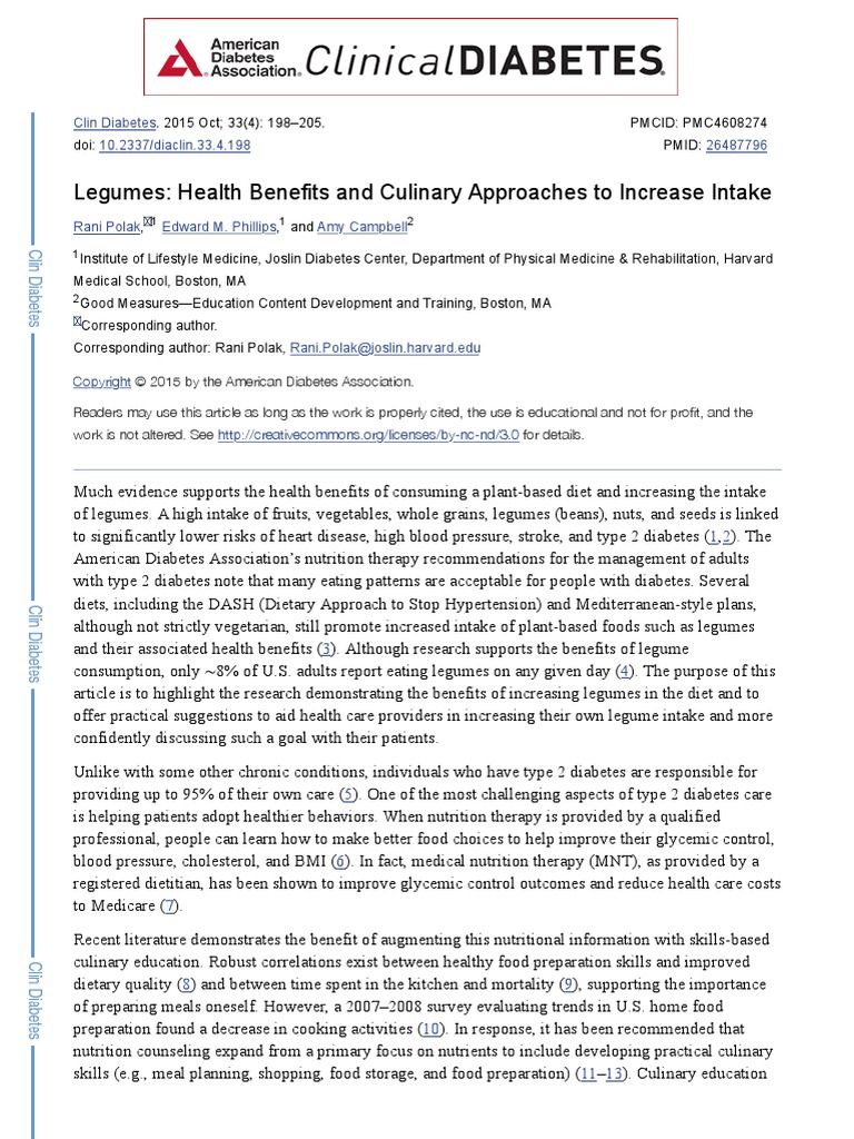 Legumes: Health Benefits and Culinary Approaches To Increase Intake ...