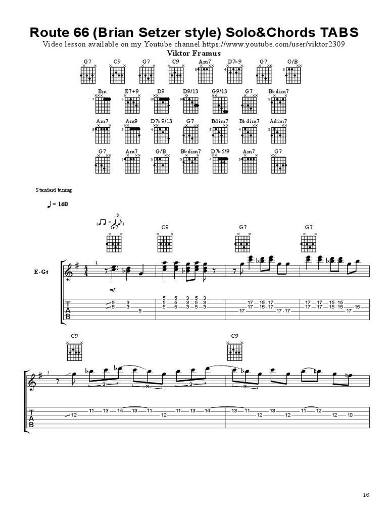 Route 66 (Brian Setzer Style) Solo&Chords TABS | PDF