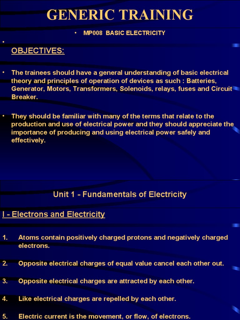 MP008 Basic Electricity | PDF | Electric Motor | Series And Parallel ...