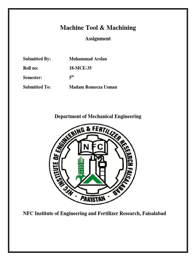 18 MCE 35 M.arslan Assignment | PDF | Wear | Industrial Processes
