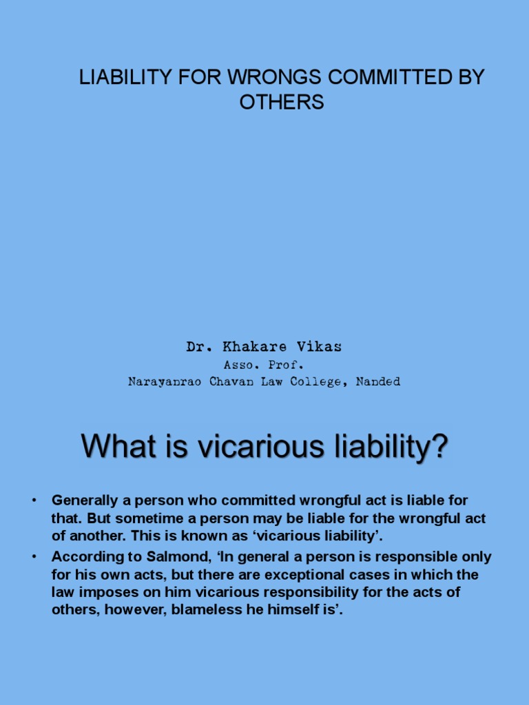 Vicarious Liability Notes | PDF | Vicarious Liability | Legal Liability