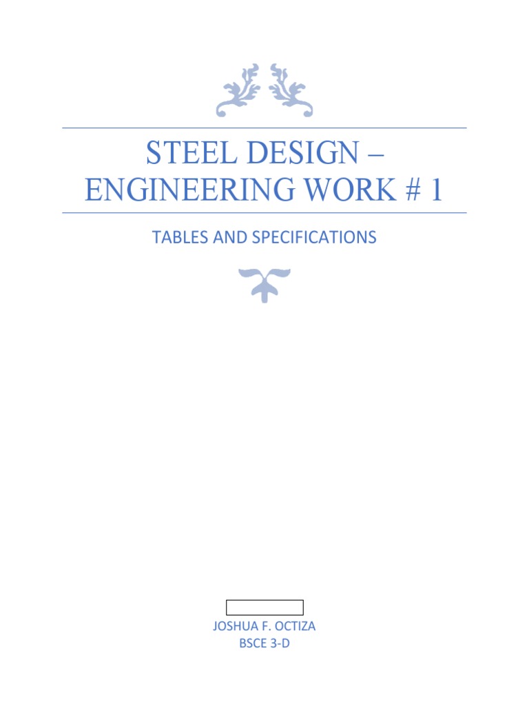 Steel Design - Engineering Work # 1: Tables and Specifications | PDF ...
