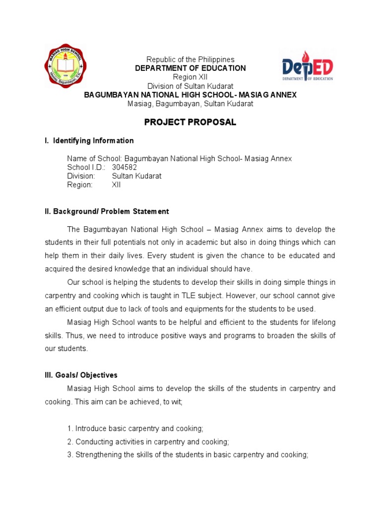 TLE Project Proposal | PDF | Cookware And Bakeware | Knife