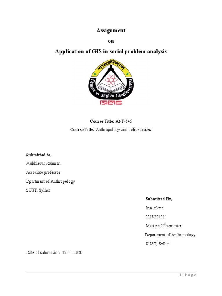 Assignment On Application of GIS in Social Problem Analysis | PDF | Geographic Information ...
