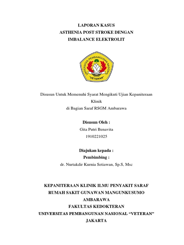 Asthenia Post Stroke: Kasus dan Analisis | PDF