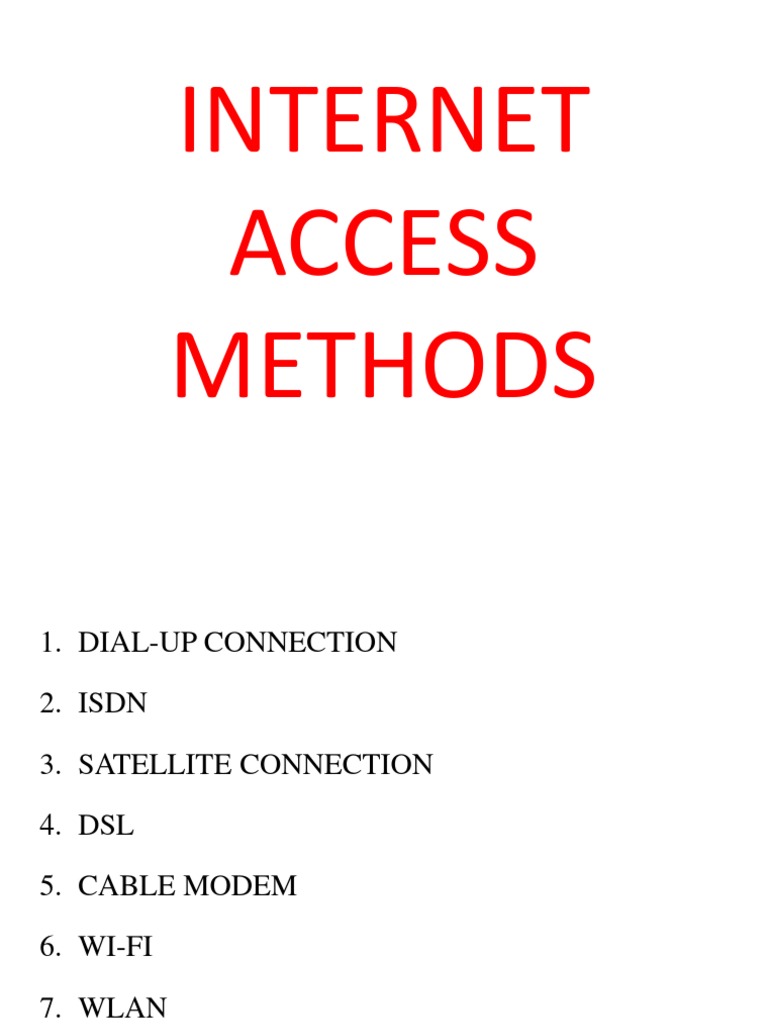 Internet Access Methods | PDF | Internet Access | Modem