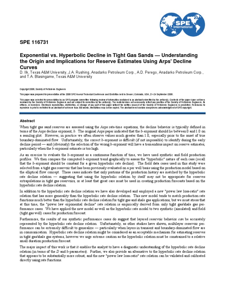 SPE 116731 (Ilk) Exp Vs Hyp in Gas Wells (WPres) | PDF | Power Law ...