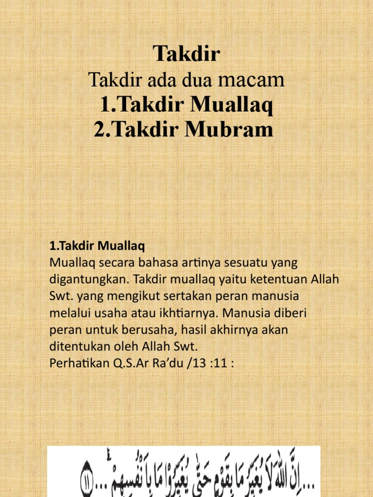 Takdir Muallaq Dan Mubram | PDF Takdir Muallaq Dan Mubram | PDF