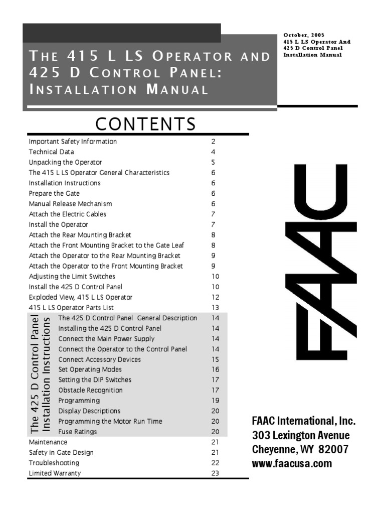 Faac 415 Manual | PDF | Screw | Switch