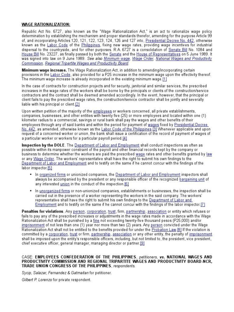 Minimum Wage Wage Order National Wages and Productivity Commission ...