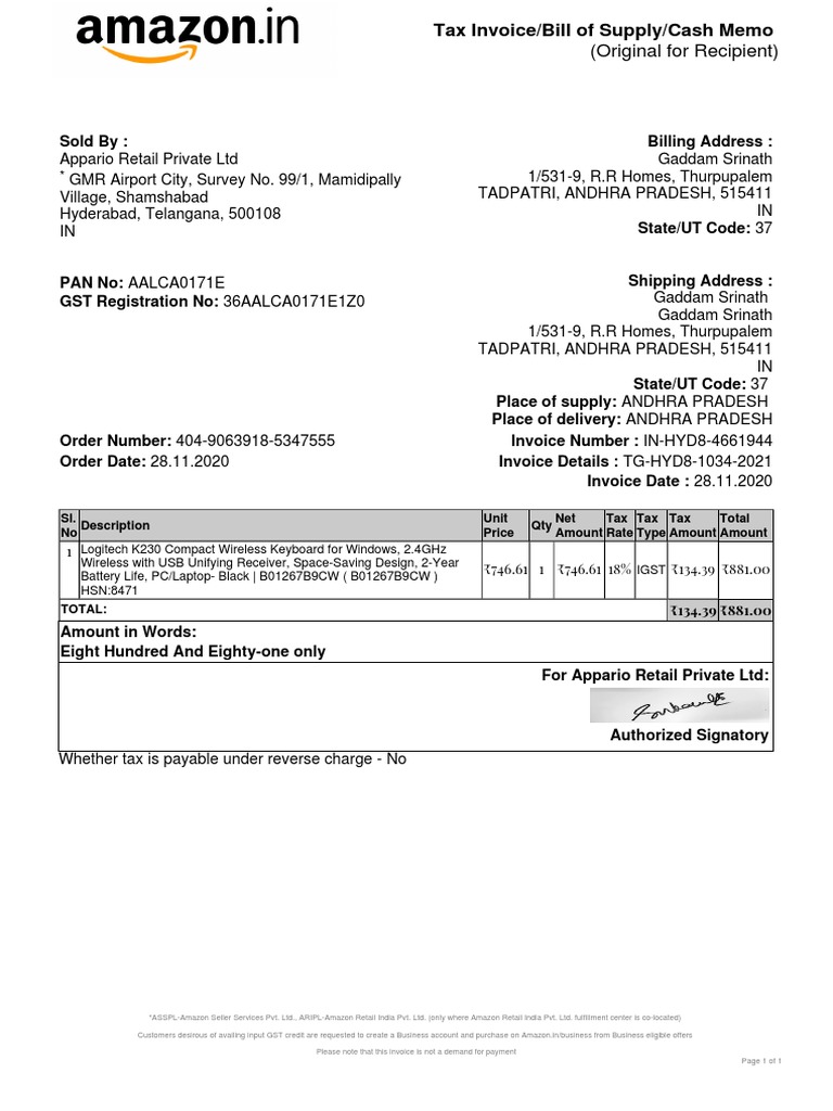 Keyboard Invoice | PDF | Invoice | Taxes