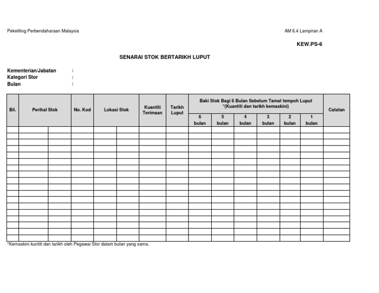 Kew - Ps 6 Senarai Stok Bertarrikh Luput | PDF