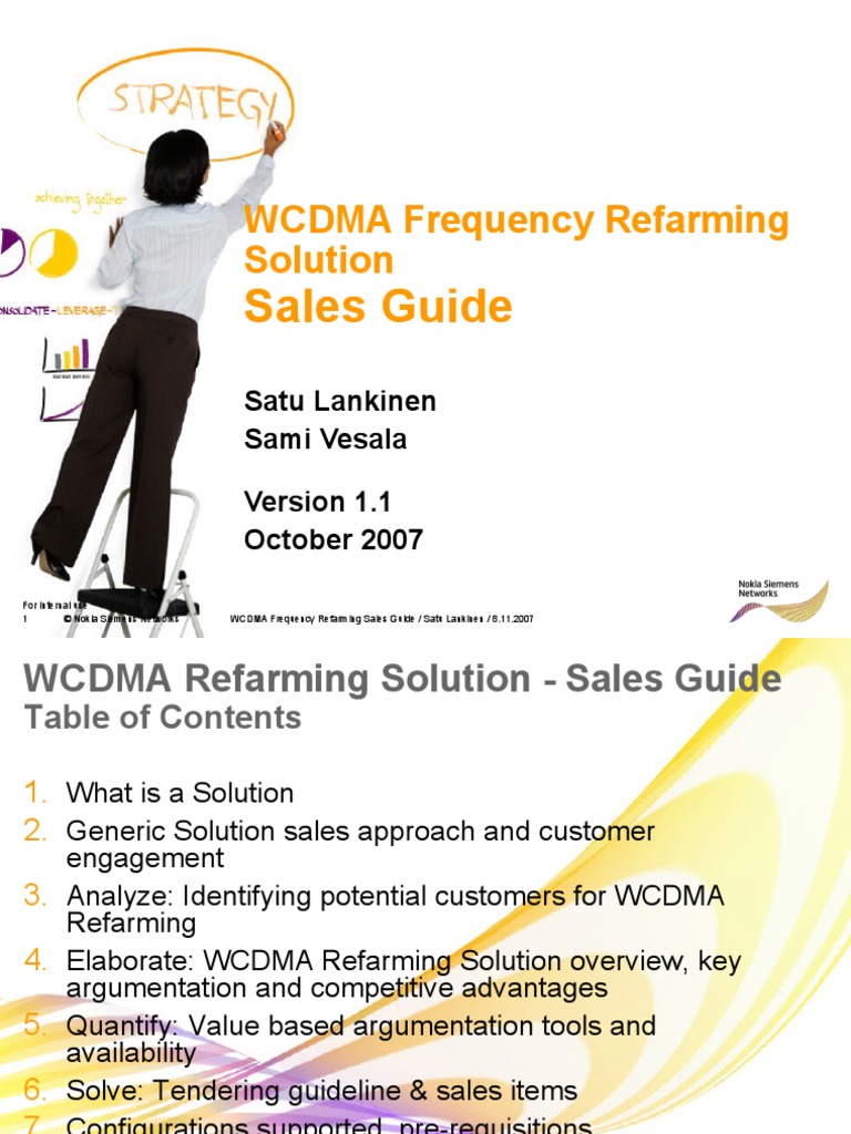 Sales Guide: WCDMA Frequency Refarming Solution | PDF | 3 G | Gsm