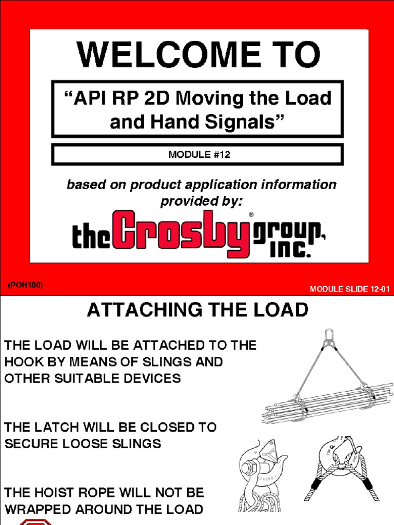 12 - Moving The Load & Hand Signals (API RP 2D) | PDF