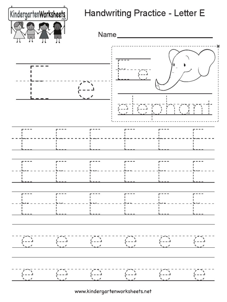 Letter e Writing Practice Worksheet | PDF