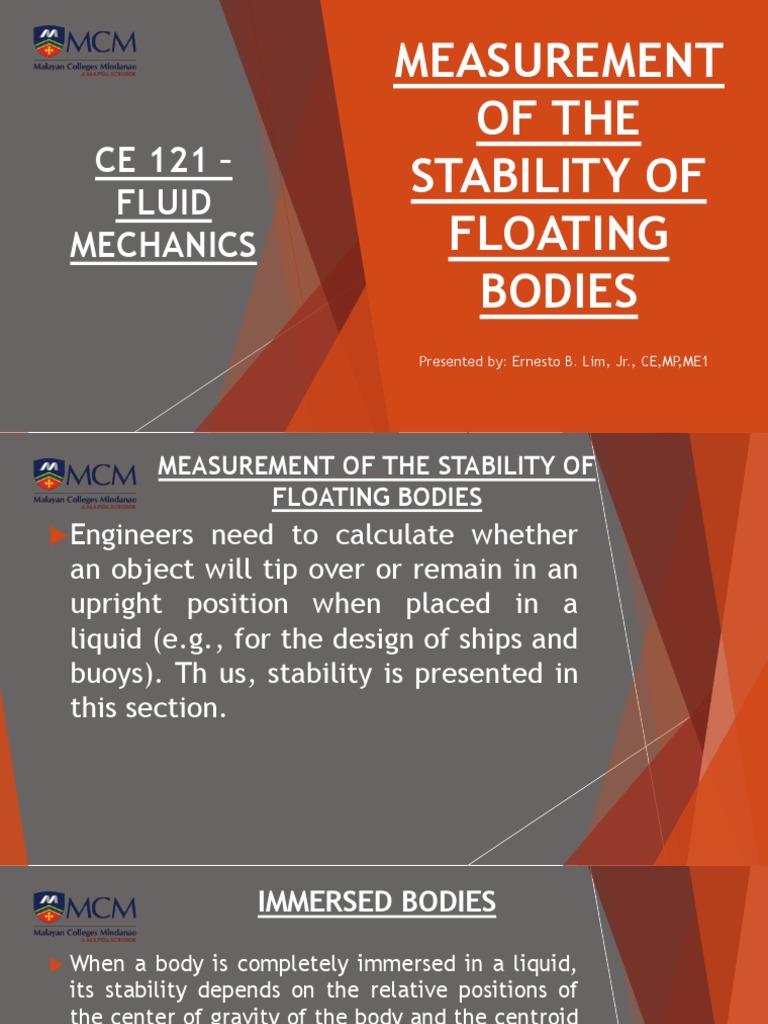 Stability Measurement of Floating Bodies | PDF | Buoyancy | Mass