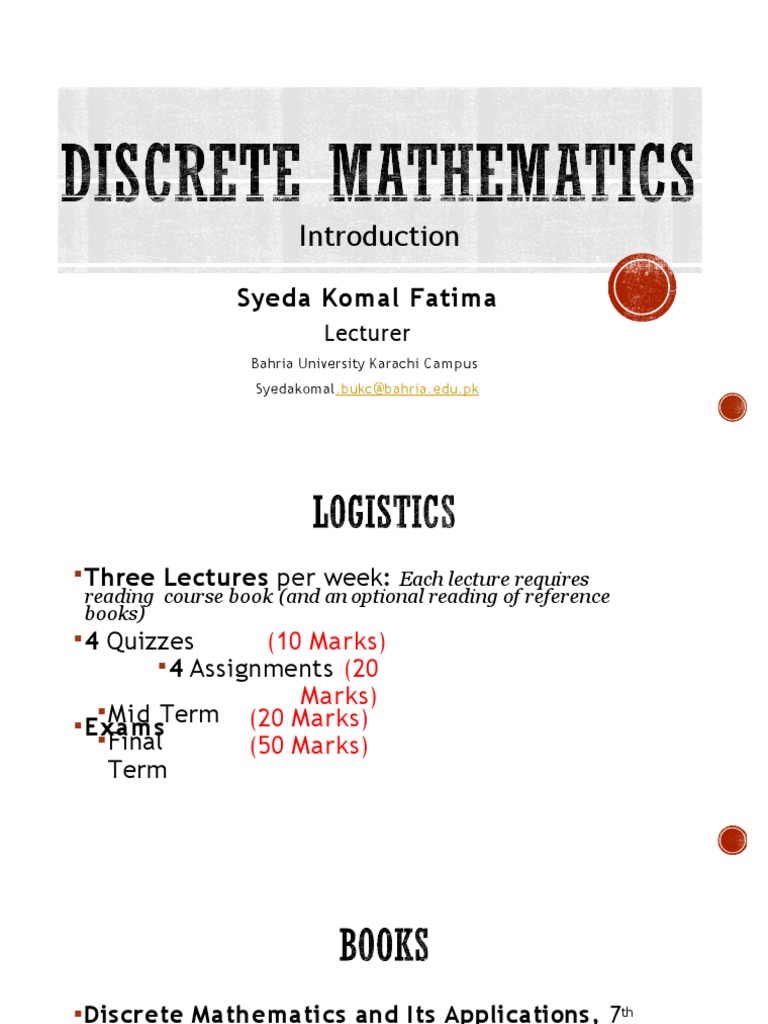 Syeda Komal Fatima: Lecturer | PDF | Discrete Mathematics | Algorithms