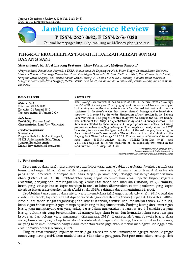 Tingkat Erodibilitas Tanah Di Daerah Aliran Sungai | PDF ...
