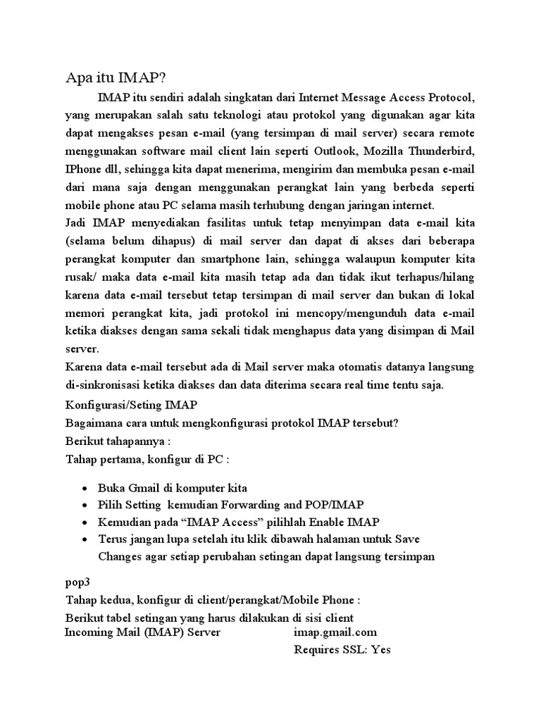 PEngertian POP Dan IMAP | PDF