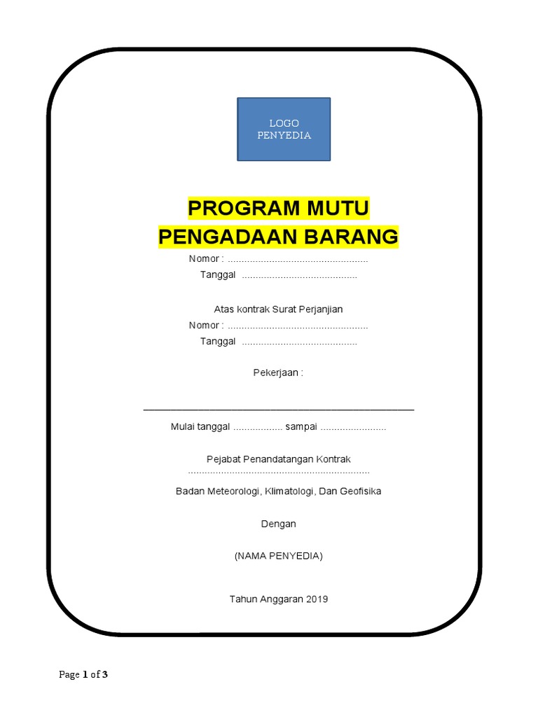 Program Mutu Barang | PDF