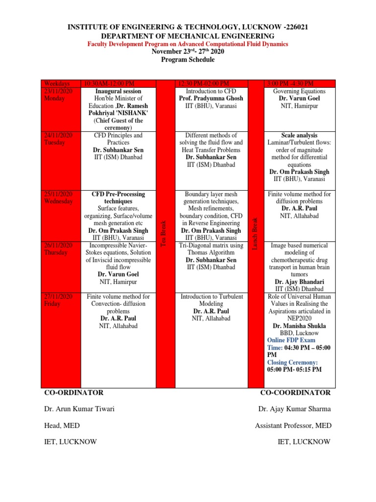 Schedule FDP (1) Final | PDF | Computational Fluid Dynamics | Boundary Layer